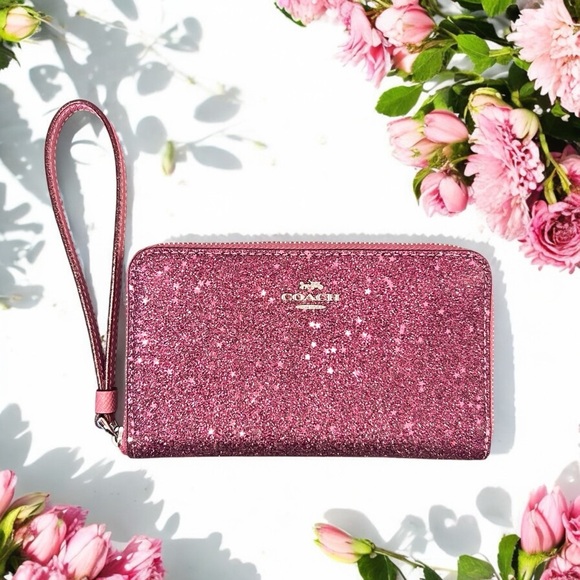 Coach | Bags | Coach Pink Glitter Star Wallet Wristlet | Poshmark